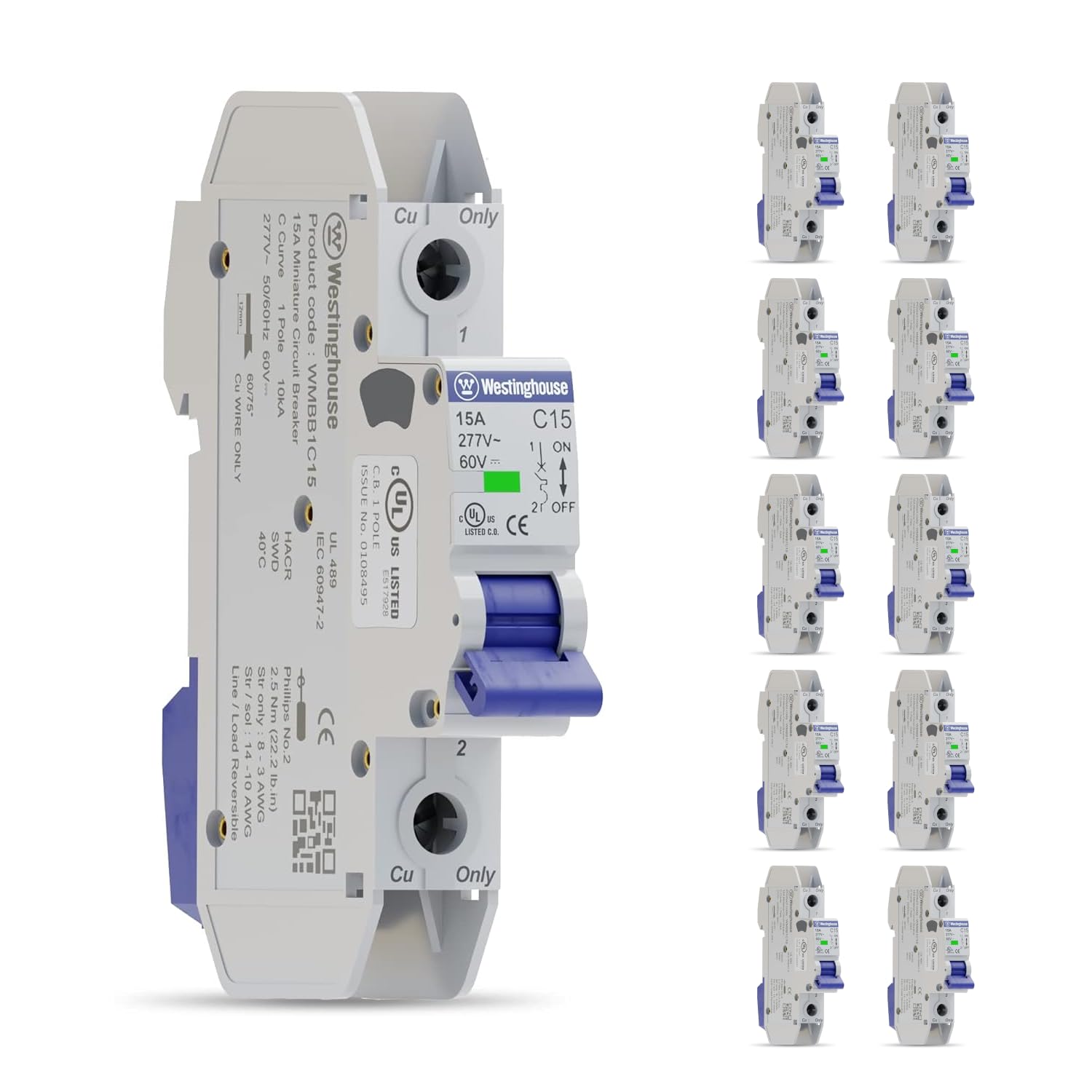 15A 1 Pole Miniature Circuit Breaker C Curve (Pack of 10) | Westinghouse